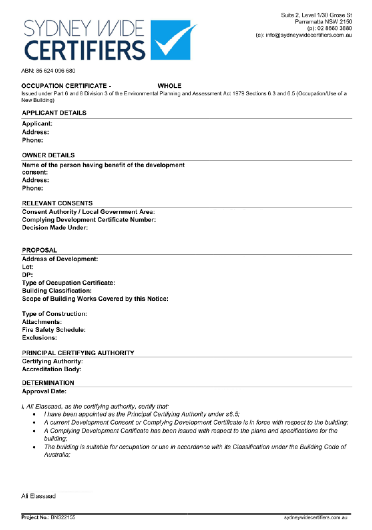 Occupation Certificate