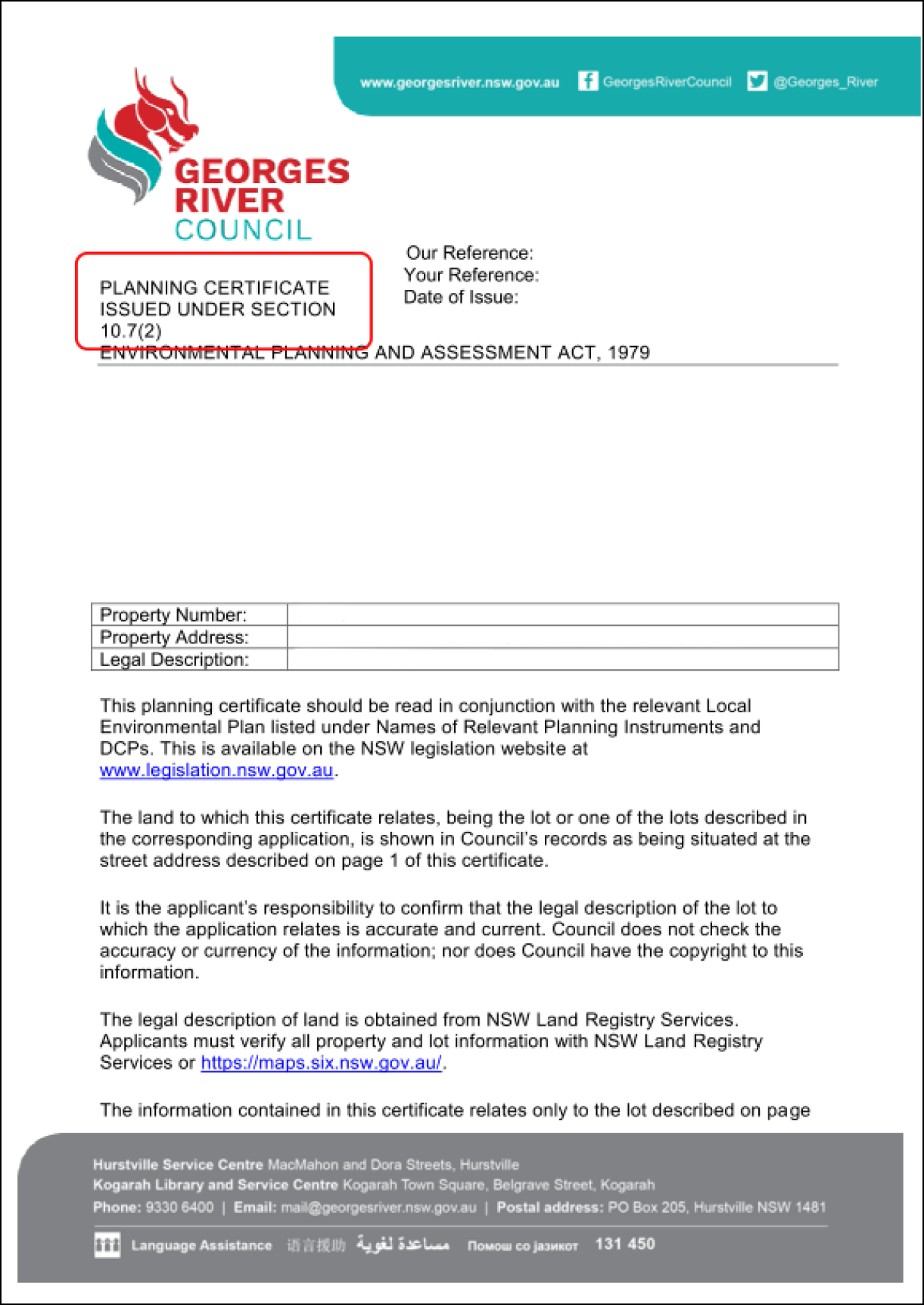 Planning Certificate